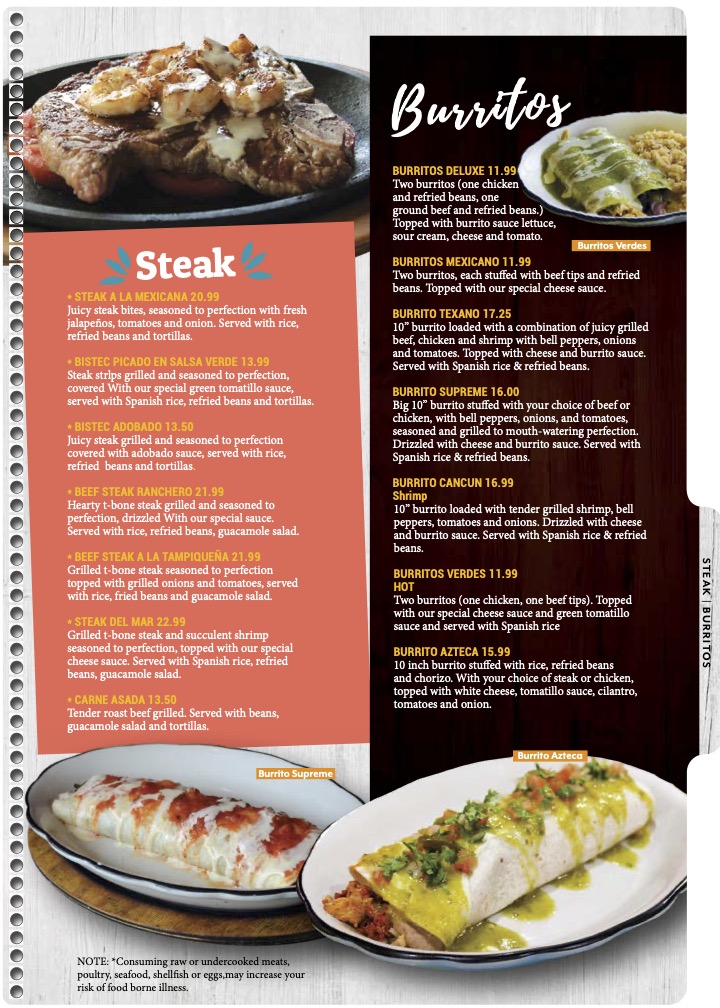 Menu - Rey Azteca Somerset, Pennsylvania